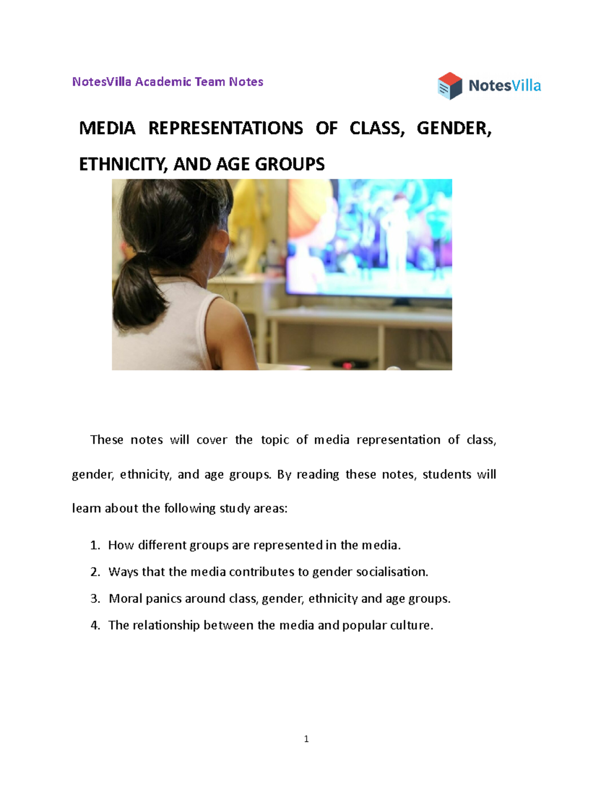 Media representations of class gender ethnicity and age groups - By ...