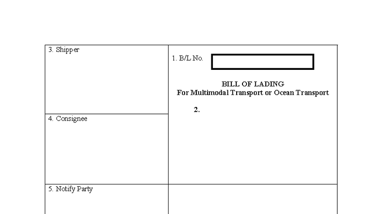 Multimodal Transport Documentation: Bill of Lading & Invoice - Studocu