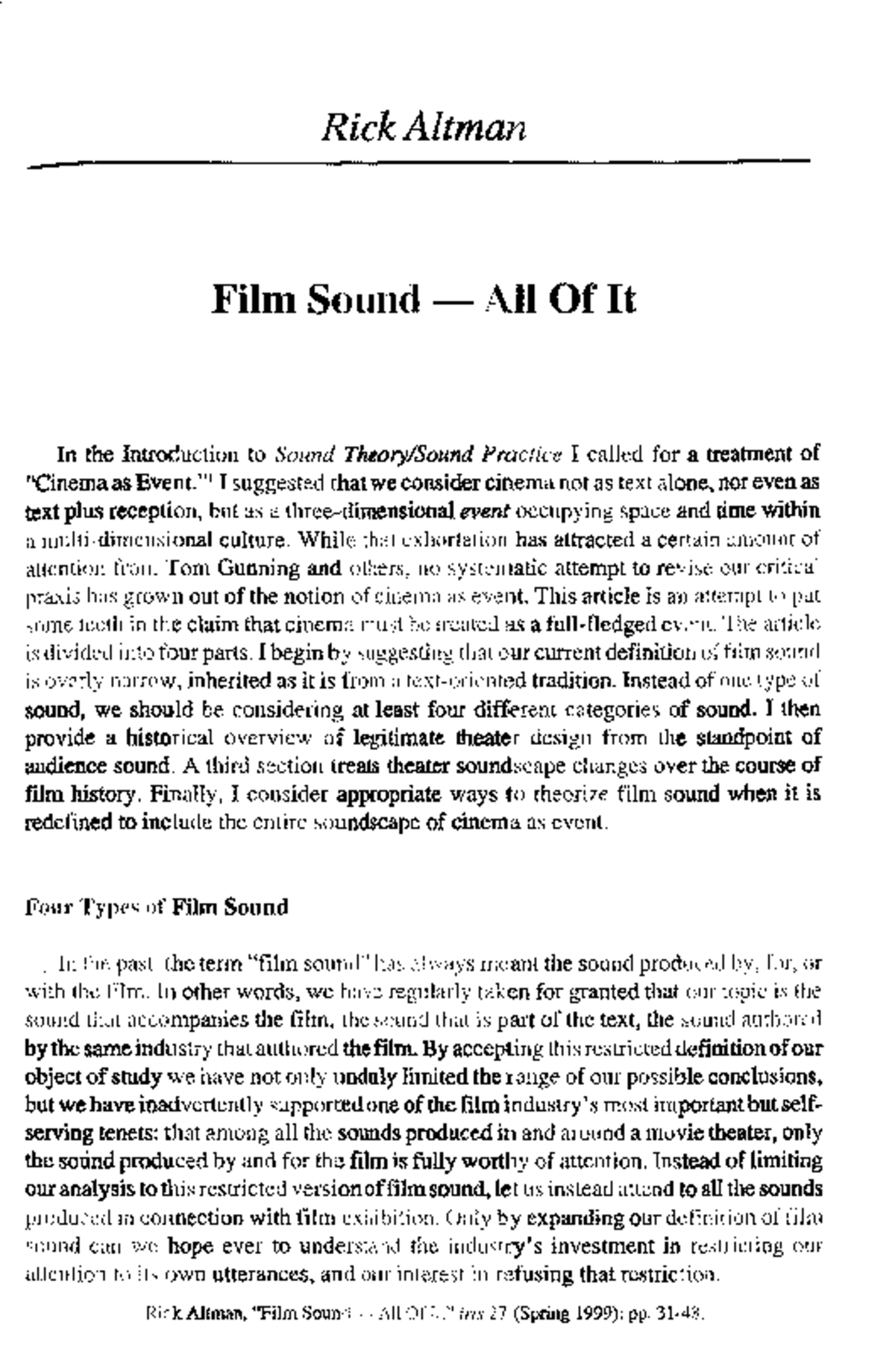 Film Sound: An Expansive Examination of Cinema Auditory Experience ...