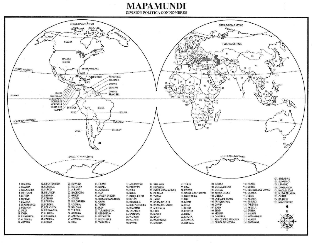 MAPAMUNDI: DIVISIÓN POLÍTICA Y NOMBRES DE PAÍSES - Studocu