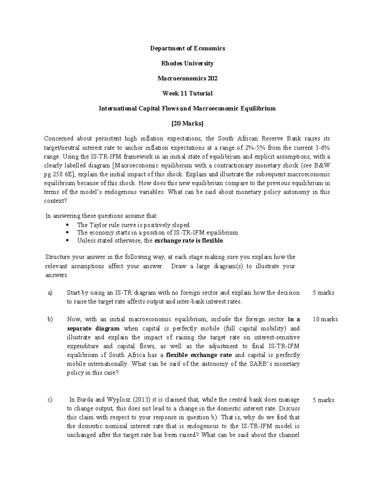 Macroeconomics 202: Week 11 Tutorial on Capital Flows & Equilibrium ...