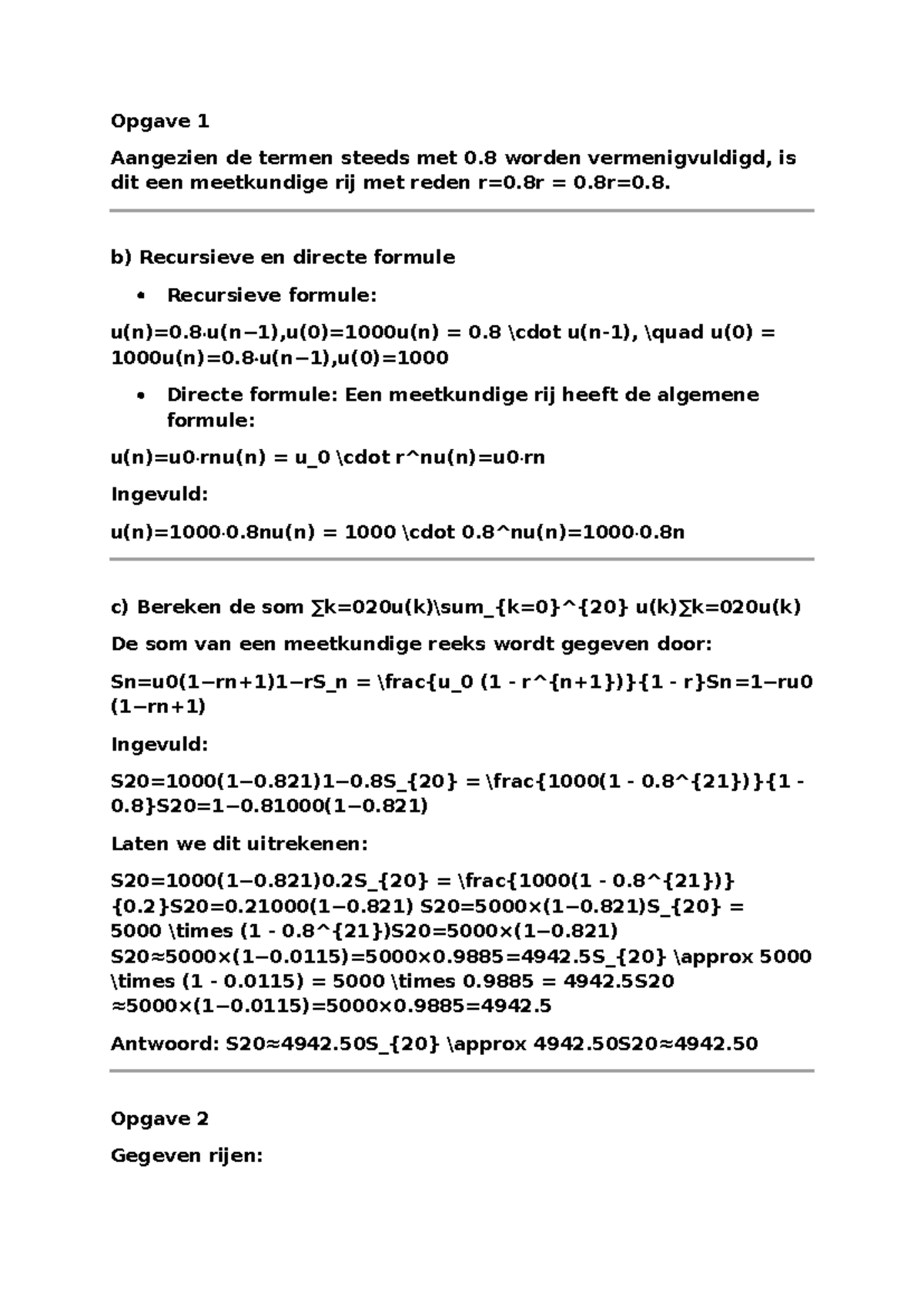 Wiskunde Opgaven Antwoorden - Wiskunde A (Final Exam) - Studeersnel