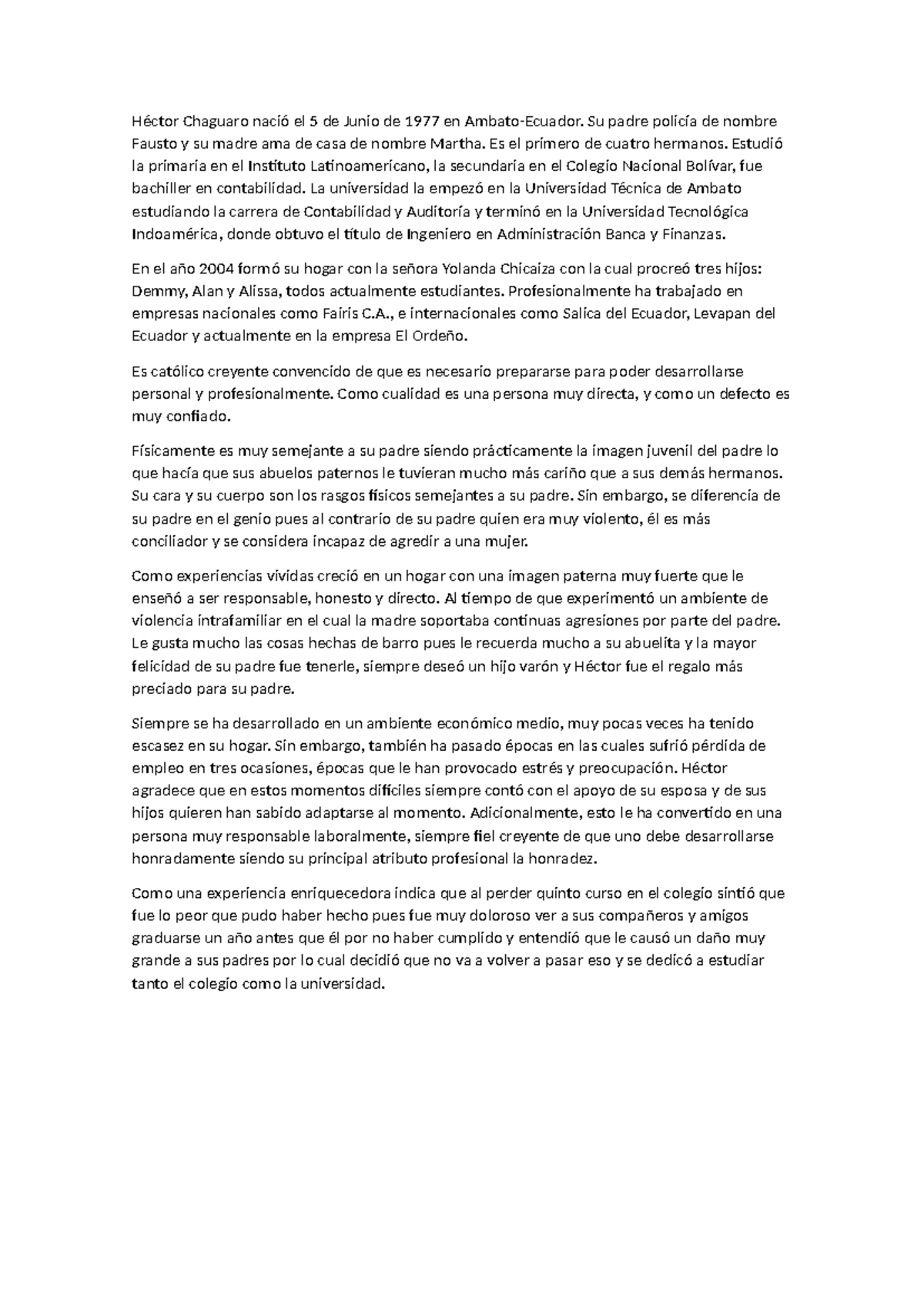 Biografía de Héctor Chaguaro: Vida y Logros Personales y Profesionales ...