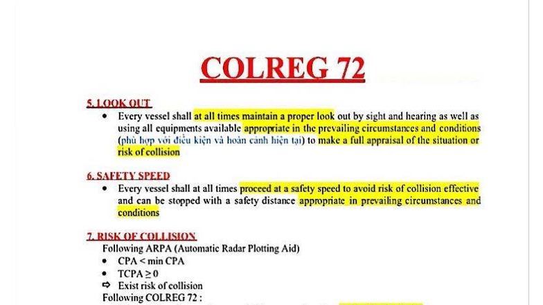Colregs 72 rule 5- rule 35 - COLREG 72 LOOK OUT Every vessel shall at ...
