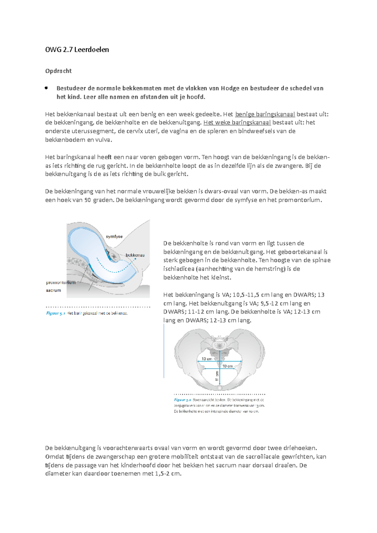 OWG 2.7 Normal Pelvic Measurements and Birth Canal Dynamics - Studeersnel