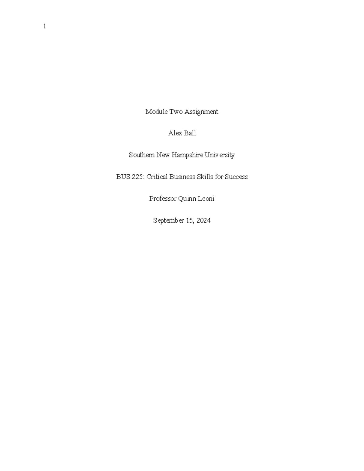 BUS225 Module Two Assignment - Module Two Assignment Alex Ball Southern ...