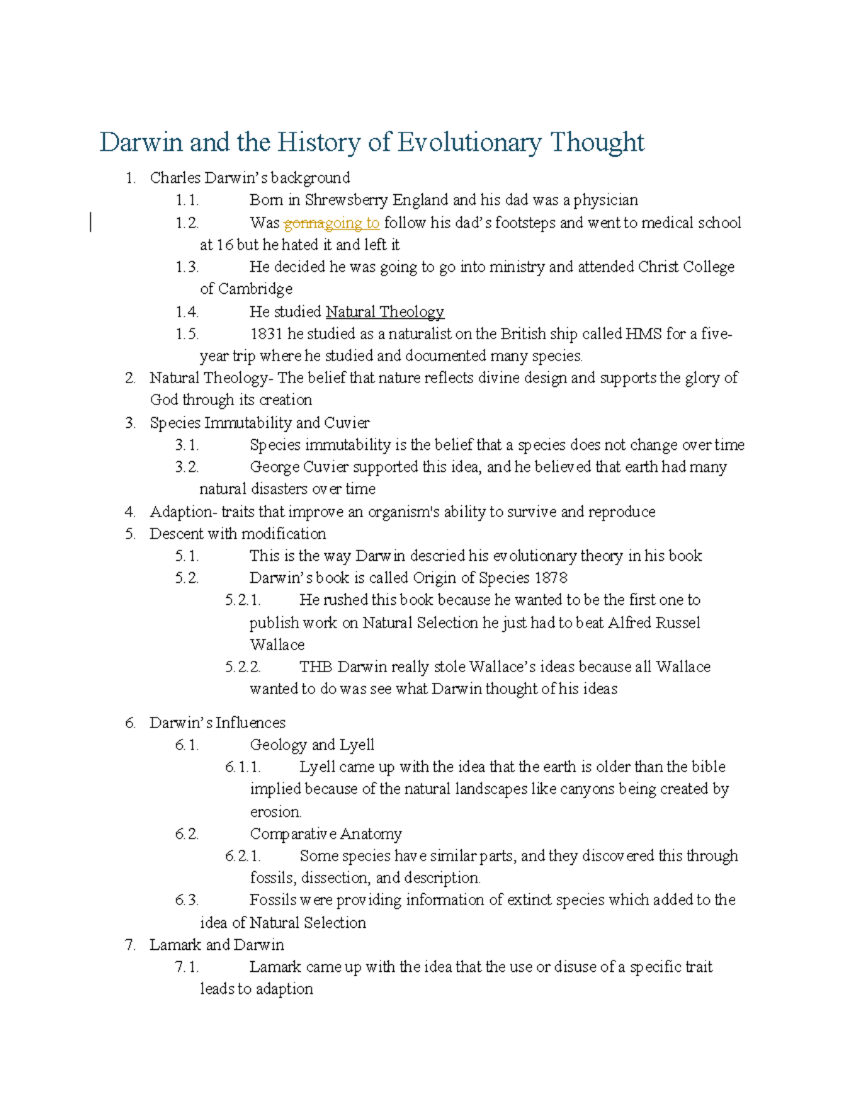 Darwin's Evolutionary Theory: Key Concepts & Mechanisms Explained - Studocu