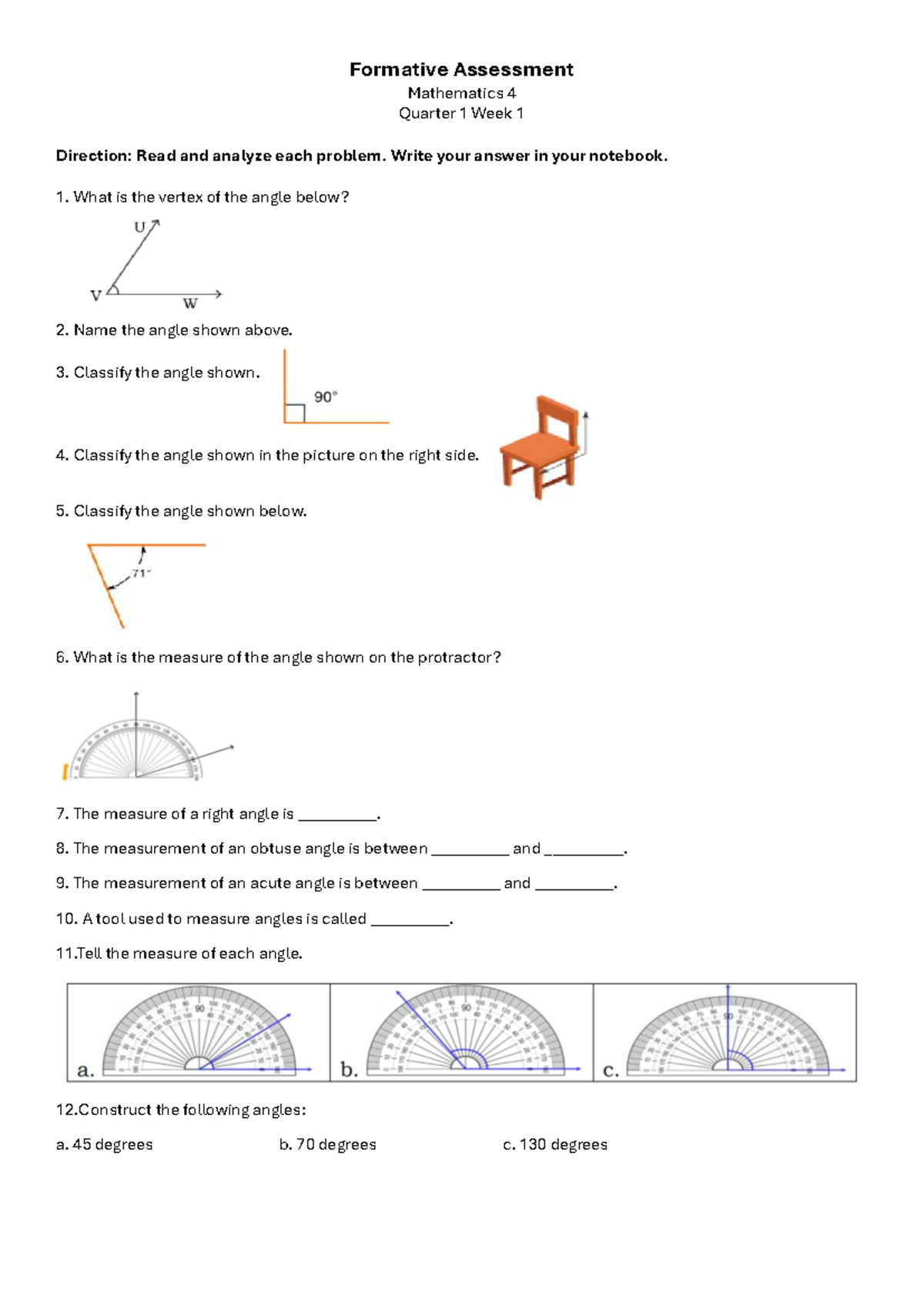 Formative Assessment Mathematics 4 Q1 Week 1-8 Overview - Studocu