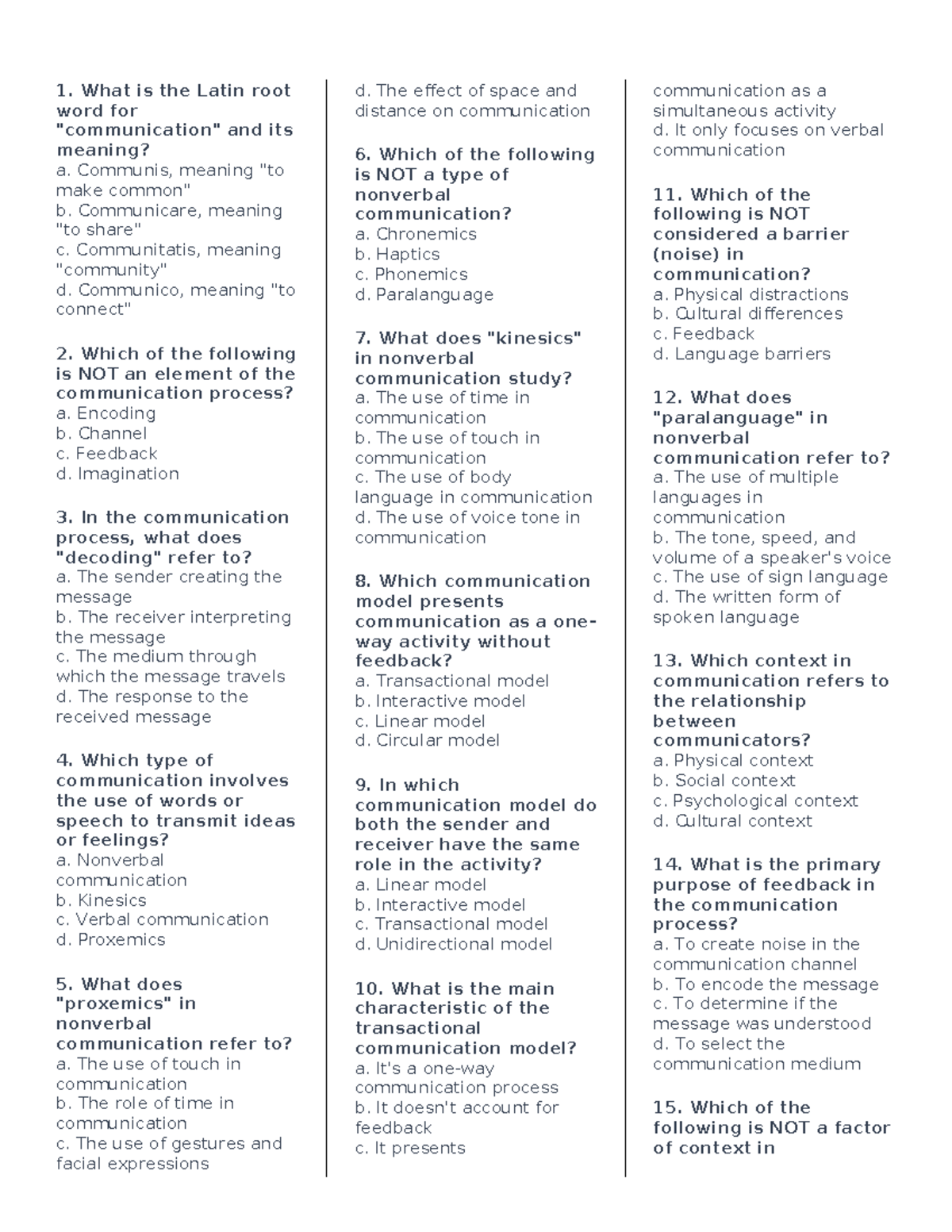 Oral Comm (Test) - Practice Test on Communication Concepts - Studocu