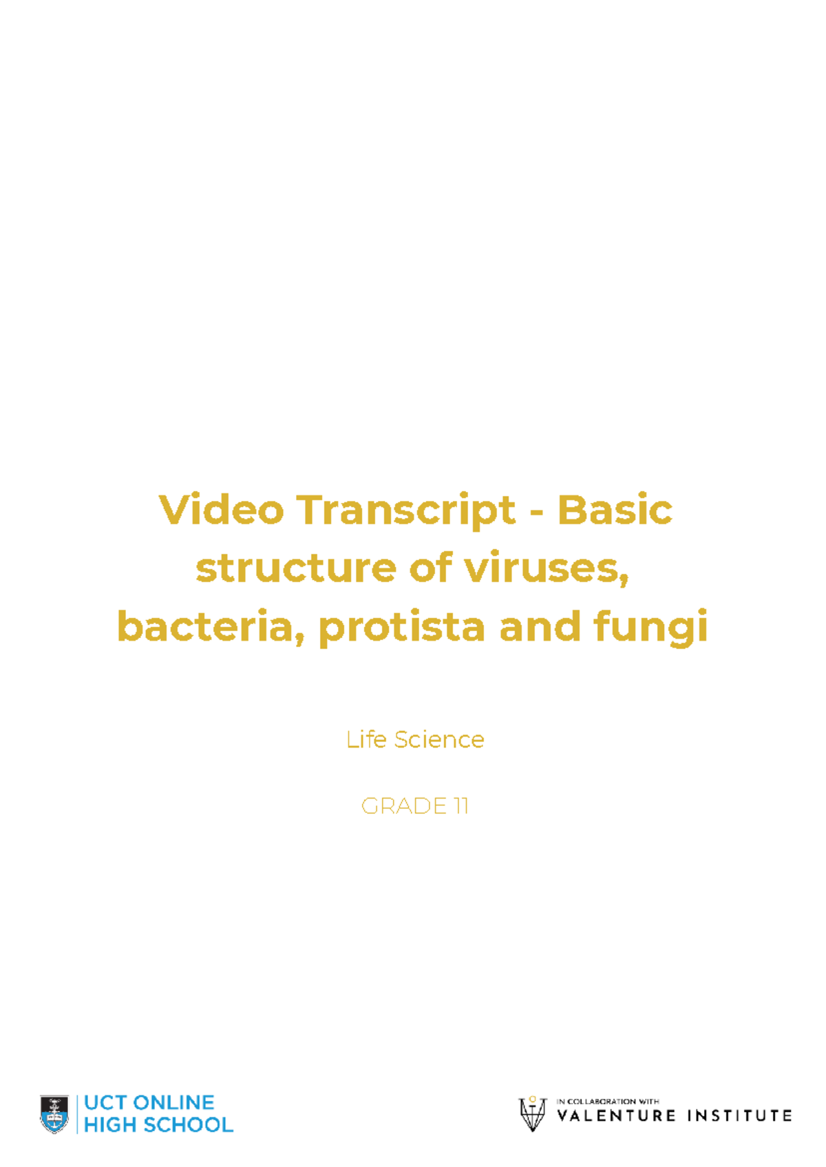 Grade 11 Life Science: Viruses, Bacteria, Protista & Fungi Overview ...