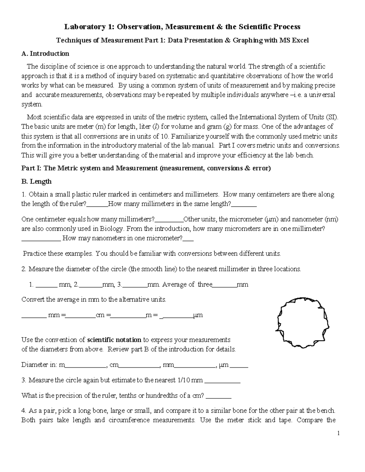 Lab 1: Techniques of Measurement Pt. 1 - Data Presentation & Graphing ...