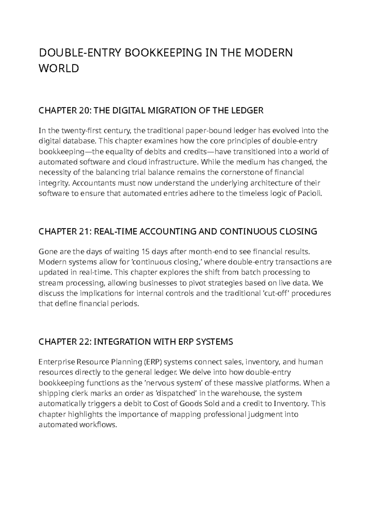 BOOKKEEPING IN THE MODERN WORLD: CHAPTERS 20-26 OVERVIEW - Studocu