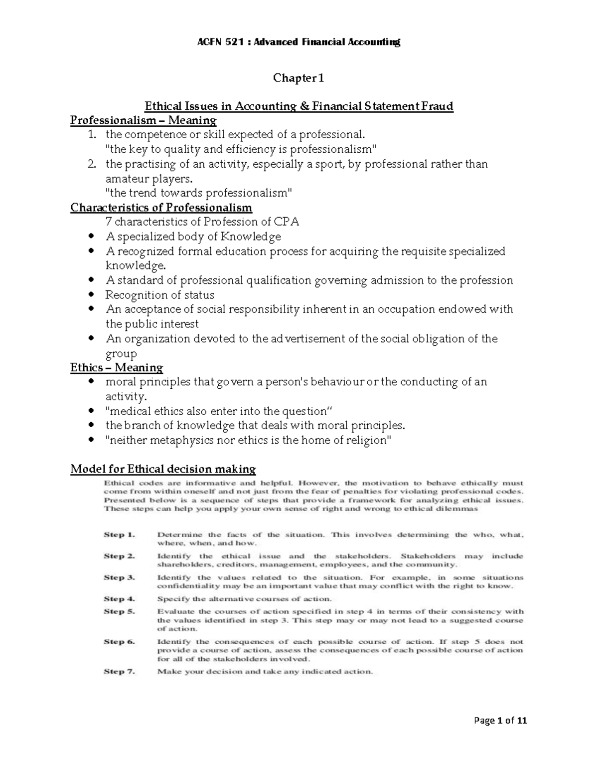 Chapter 1: Ethical Issues in Accounting & Financial Statement Fraud ...
