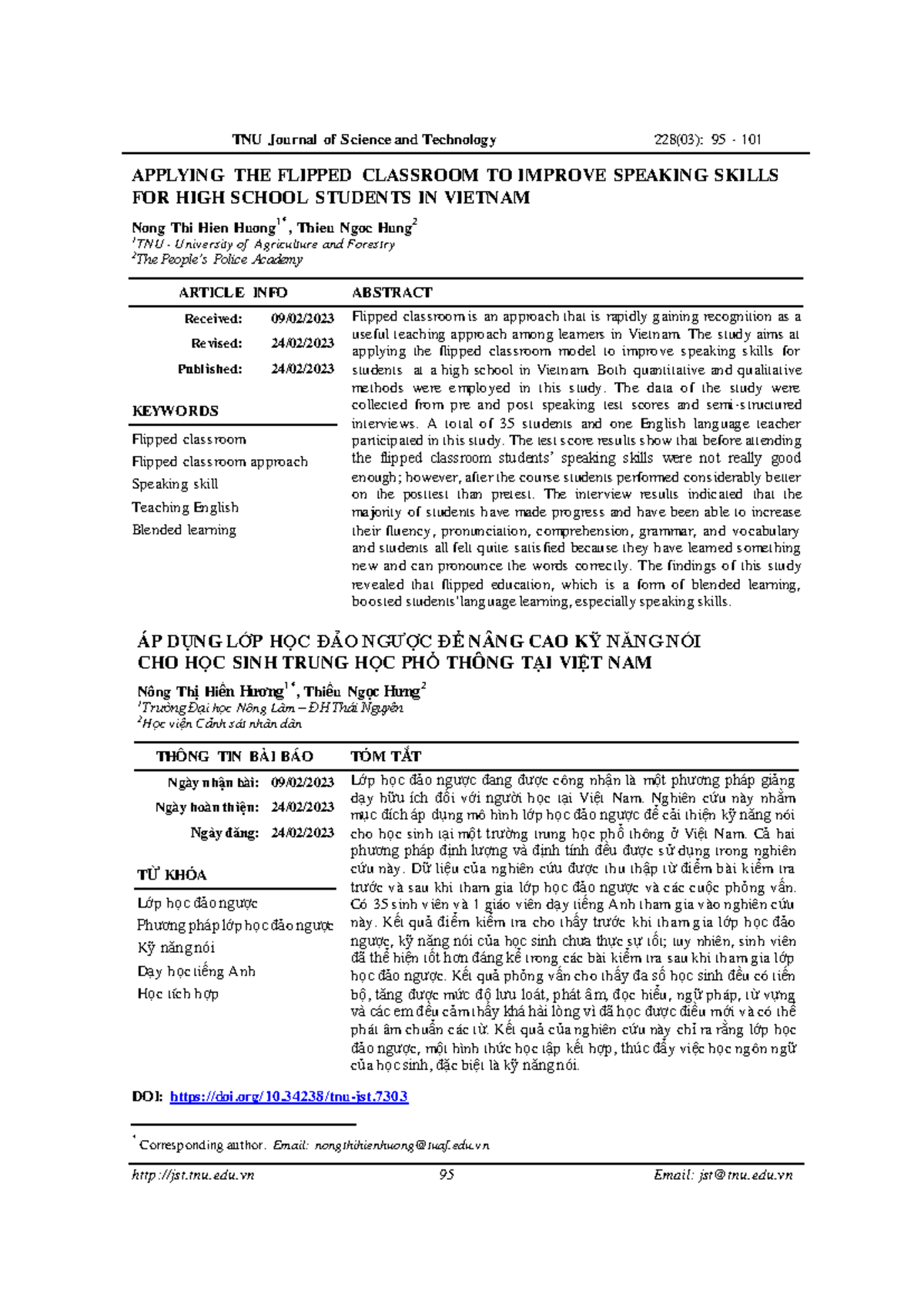TNU Journal of Science and Technology: Flipped Classroom for Speaking ...