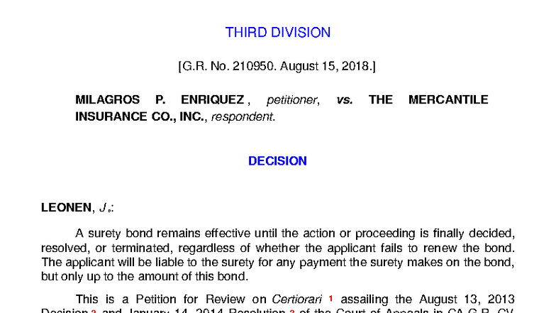 Enriquez v. The Mercantile Insurance Co., Inc. - Case Review on ...