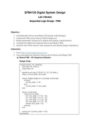 Assignment Lab 3 - Digital System Modelling in Verilog - EFB4133 ...