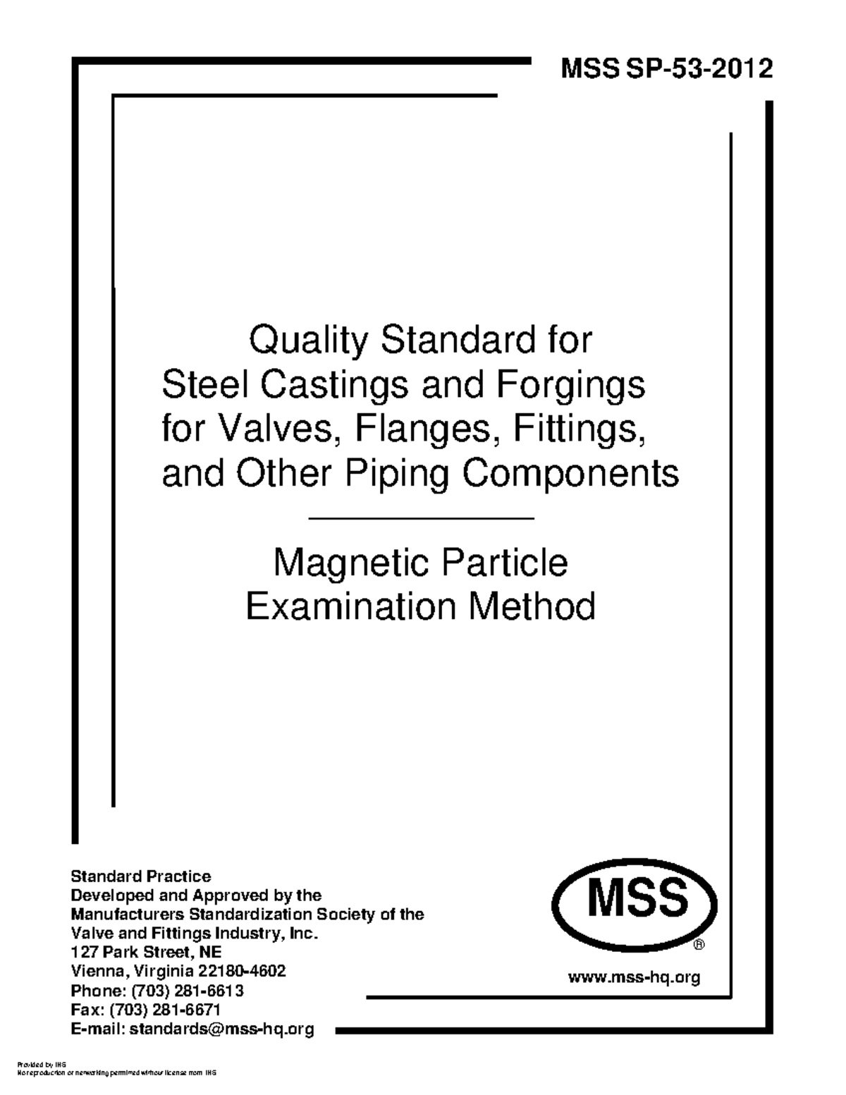 MSSP-53 Magnetic Particle Examination Acceptance Criteria Standard ...