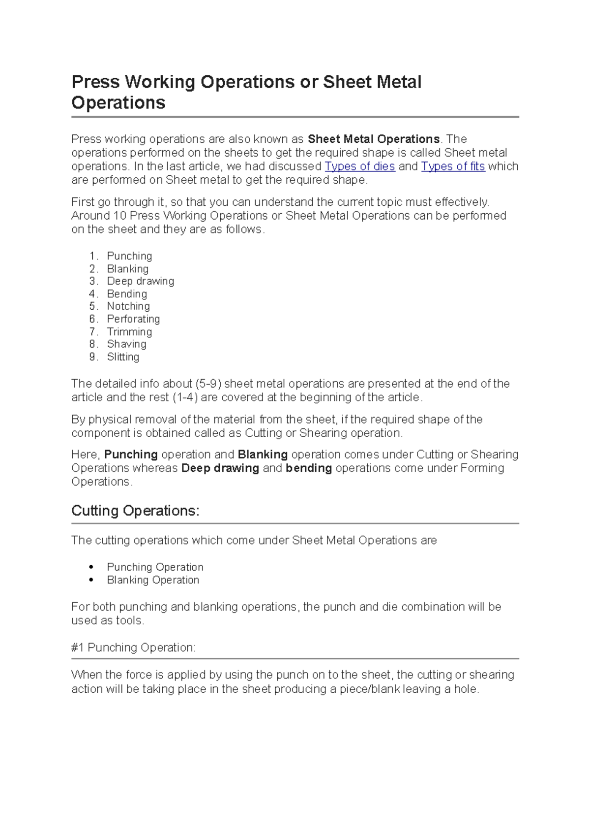 Press Working Operations: Overview of Sheet Metal Methods and ...