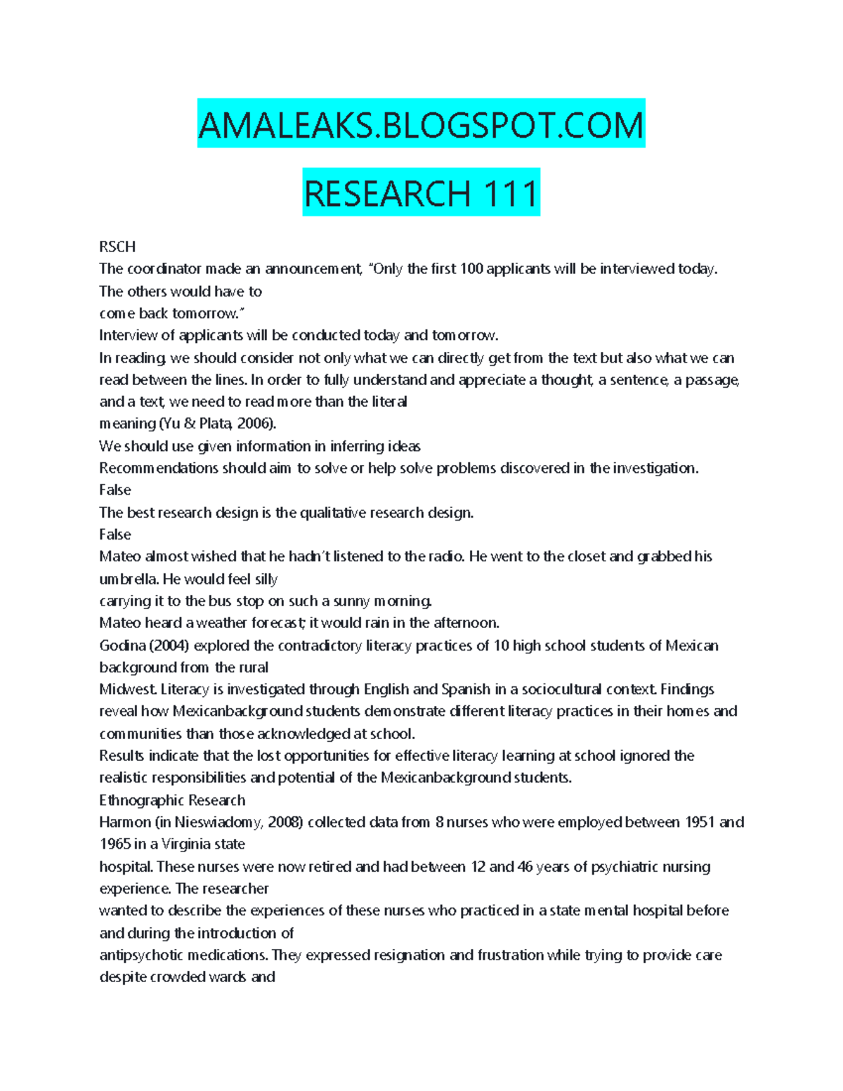 Pdfcoffee - answer key for practical research week 11-20 - AMALEAKS ...