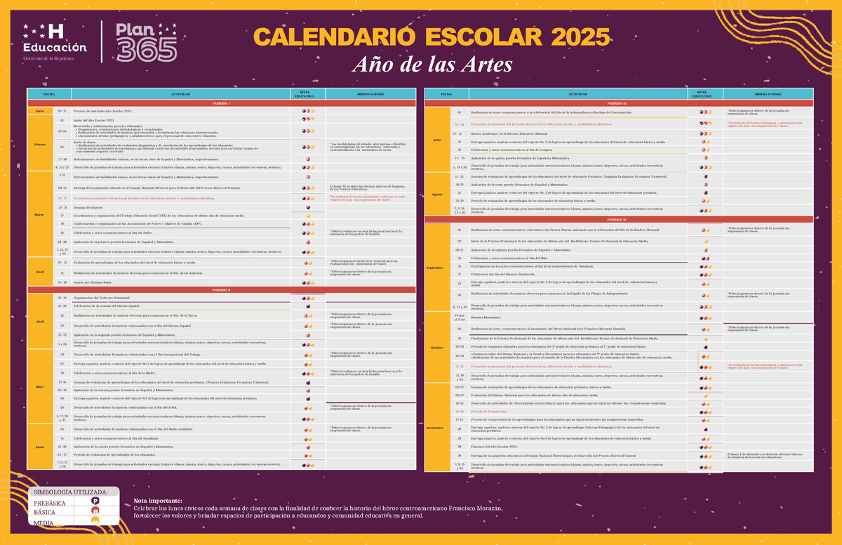 Calendario academico 2025 11x17 - CALENDARIO ESCOLAR 2025 Año de las ...