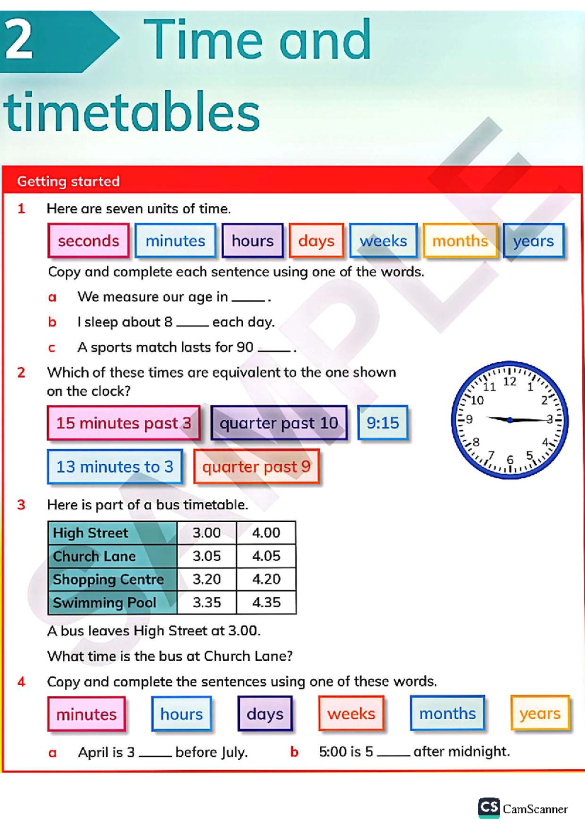 G4 Time and Timetable Homework Exercise - Studocu
