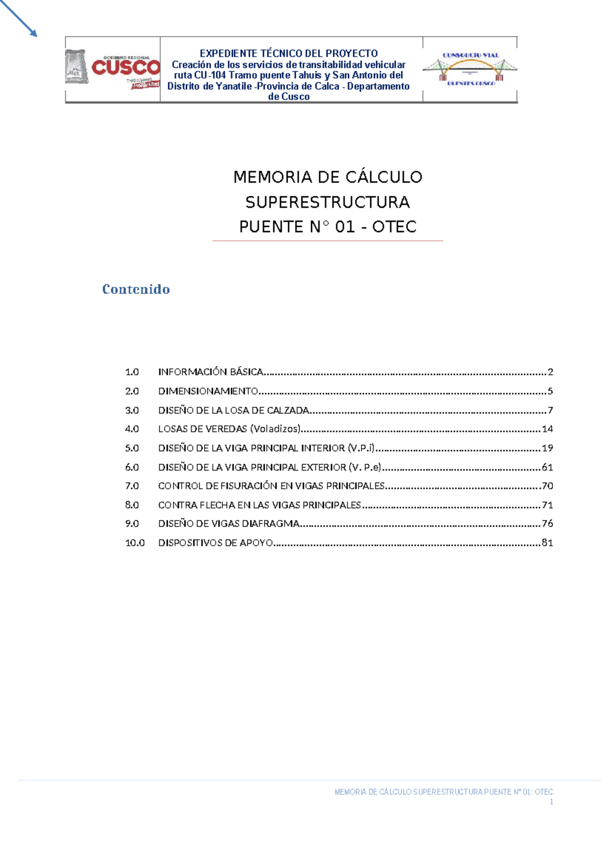 Memoria de Cálculo Superestructura Puente 01 OTEC - Proyecto de ...