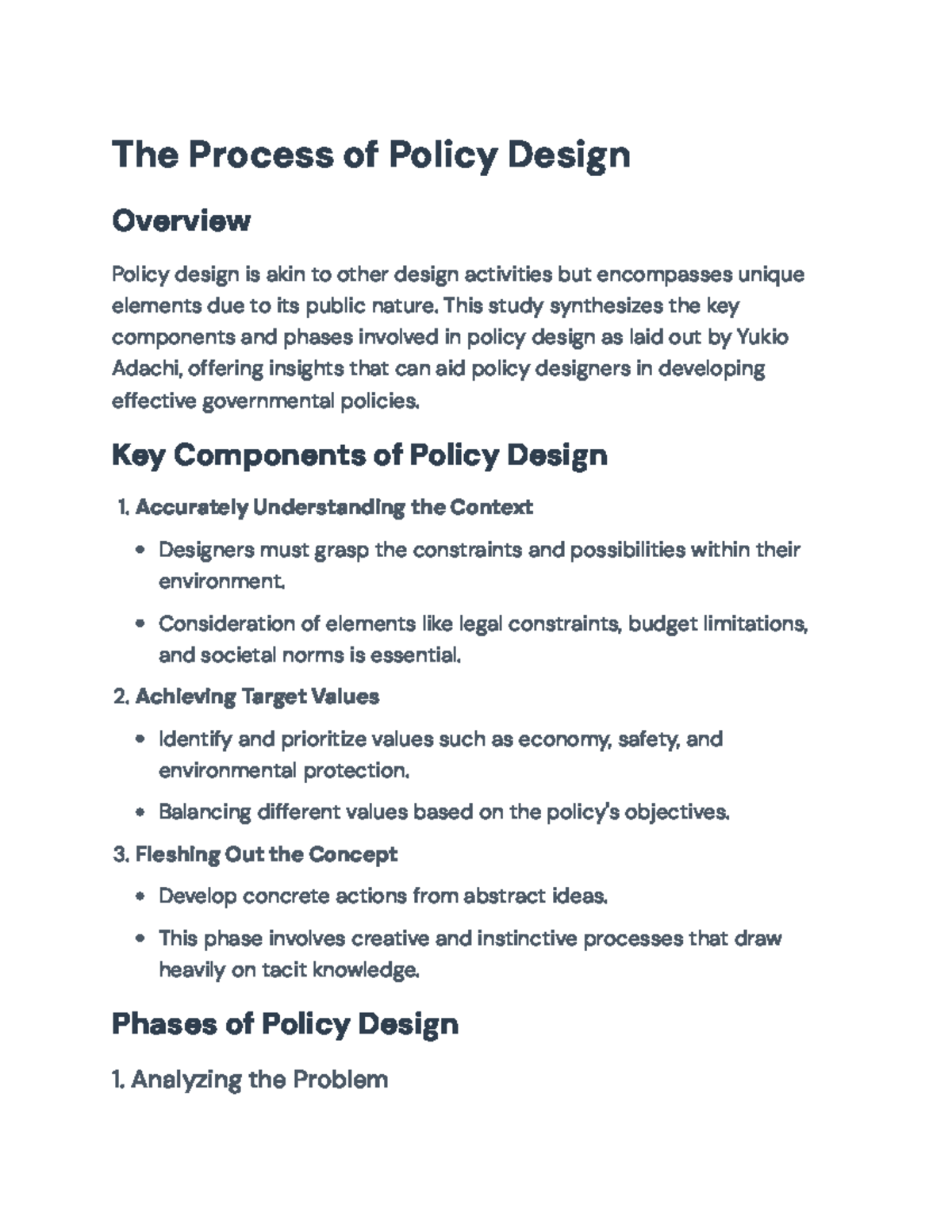Policy Design Insights: Key Components & Phases Explained - Studocu
