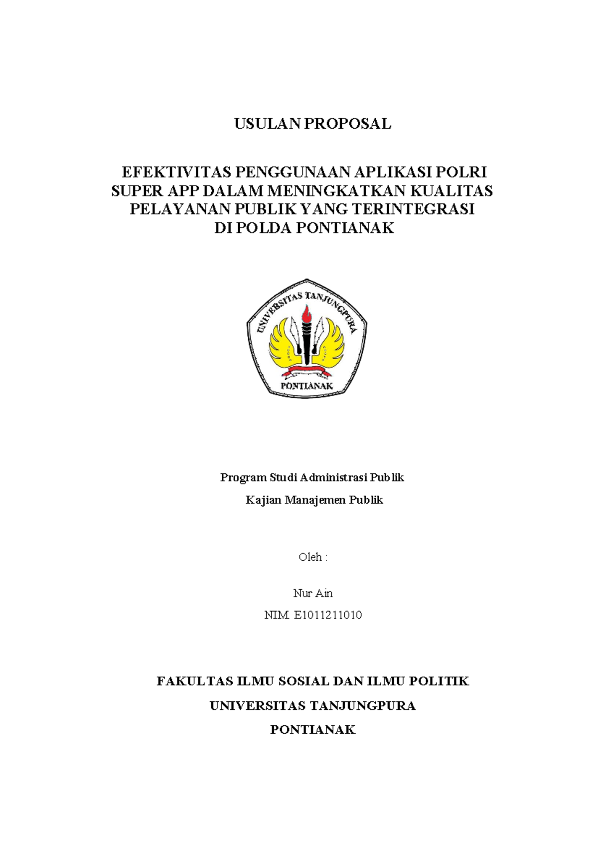 Usulan Proposal Penelitian Skripsi: Efektivitas Super App Polri pada ...