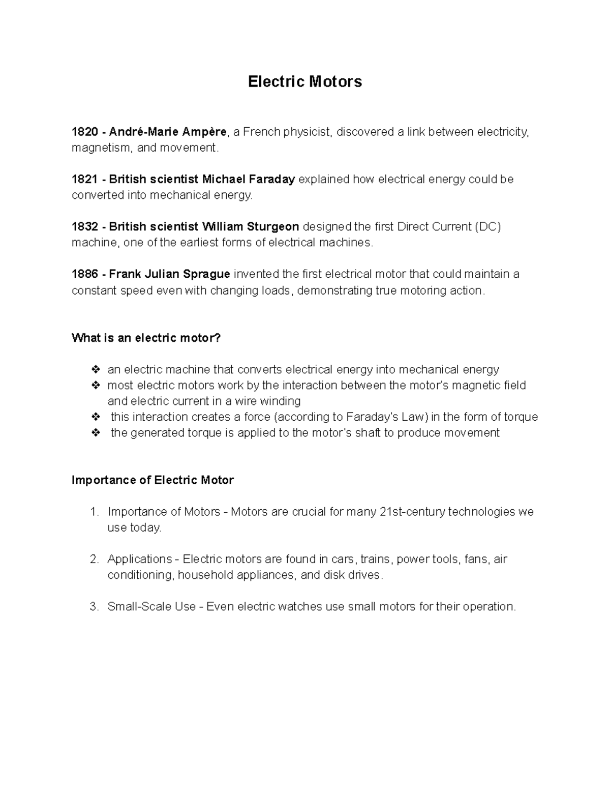 TLE Module 5: Understanding Electric Motors and Their Applications ...