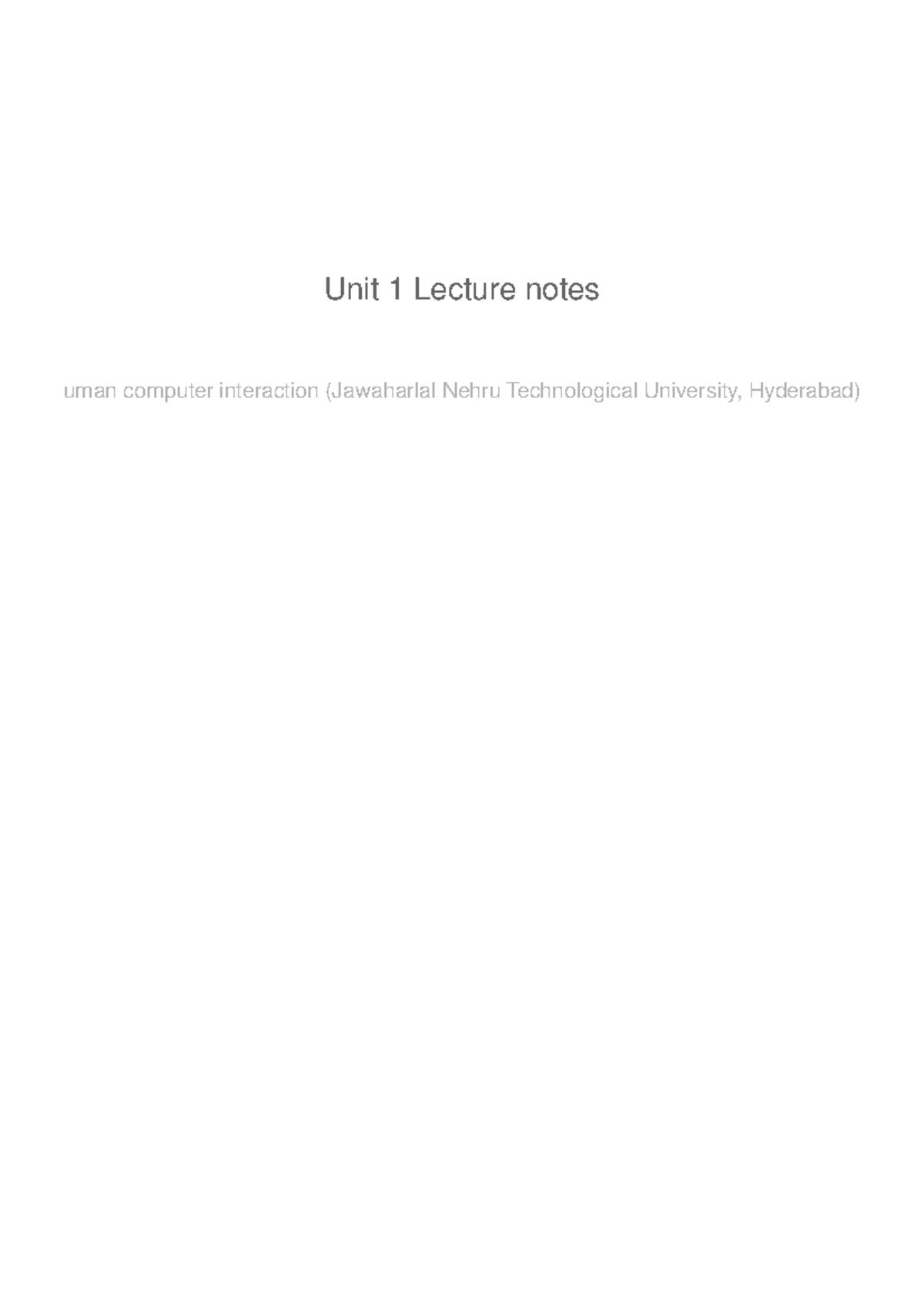 HCI Unit 1 Lecture Notes: User Interface Design Principles and History ...