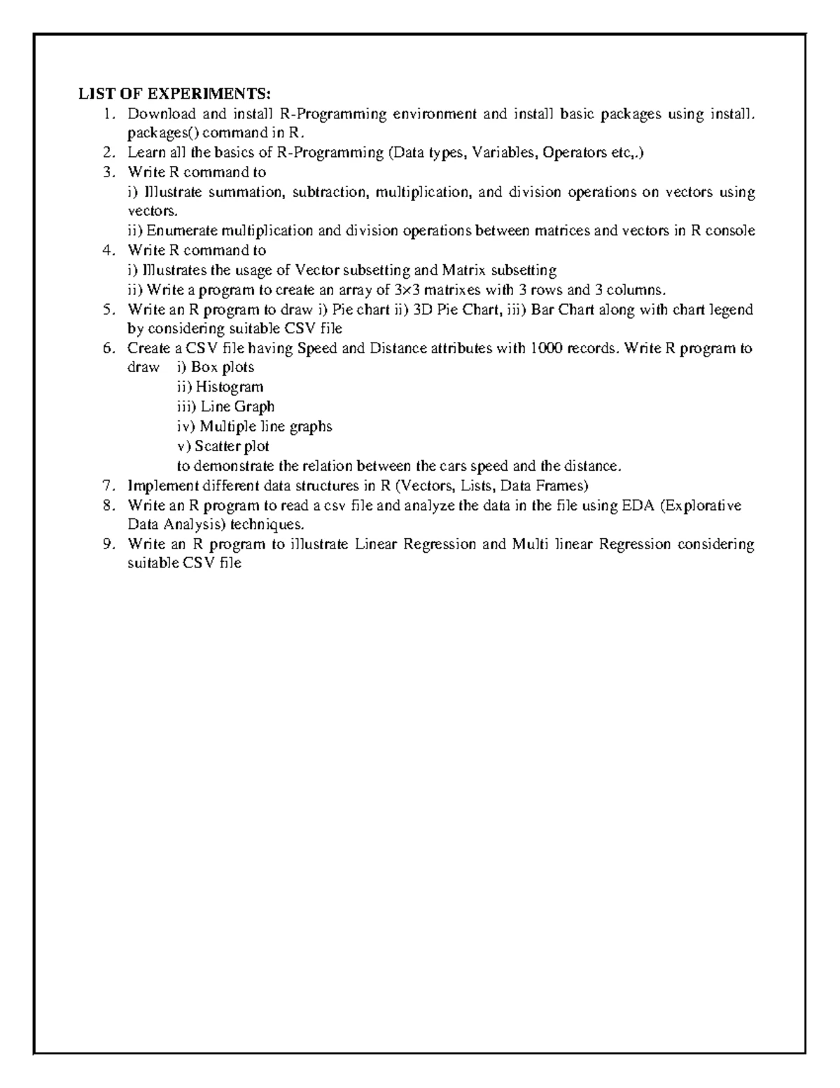 R Programming LAB r22 - Comprehensive Lab Manual and Experiments - Studocu