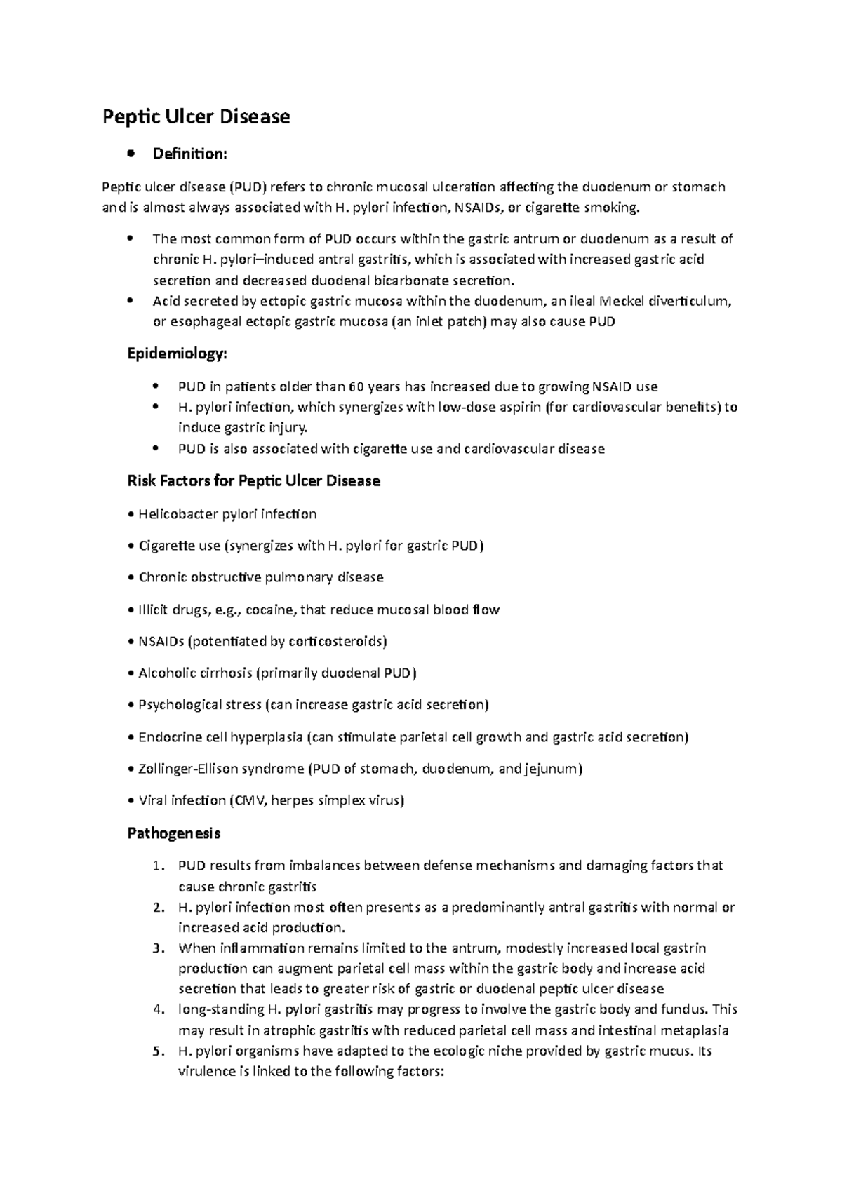 Peptic Ulcer Disease - Comprehensive Lecture Notes for Med Students ...