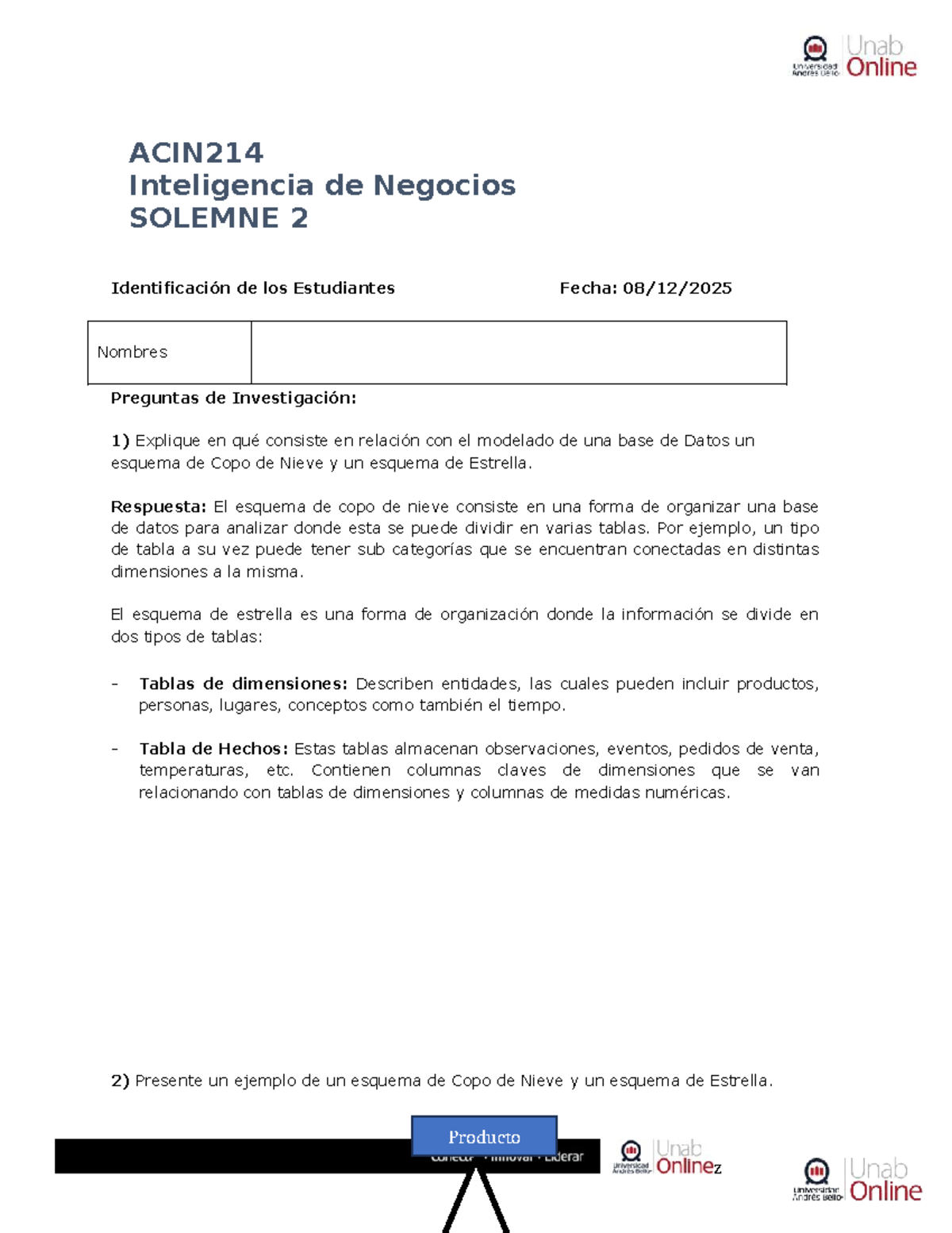 ACIN214 Informe Solemne 2: Esquemas de Copo de Nieve y Estrella - Studocu