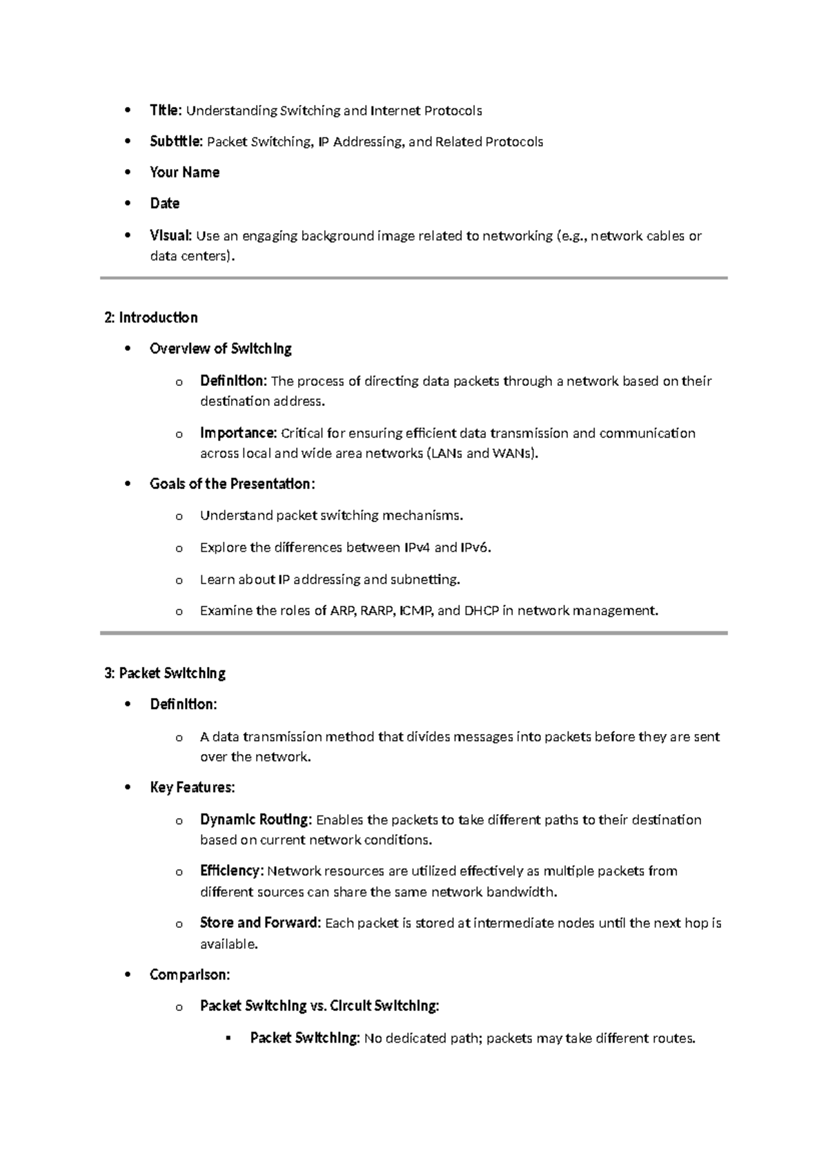 Network layer - Title: Understanding Switching and Internet Protocols Subtitle: Packet - Studocu