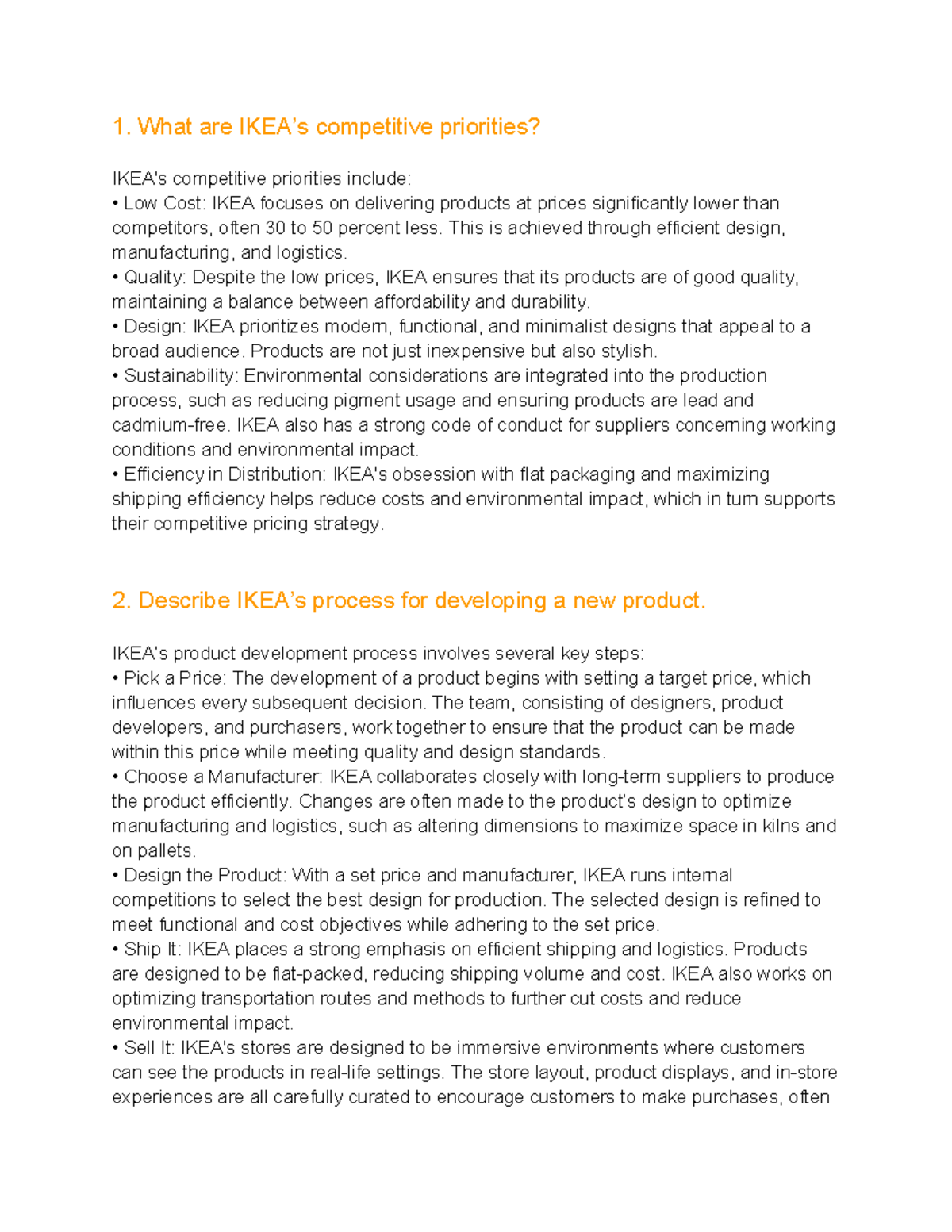 Chapter 3 Case Study: IKEA's Competitive Priorities and Product Development - Studocu