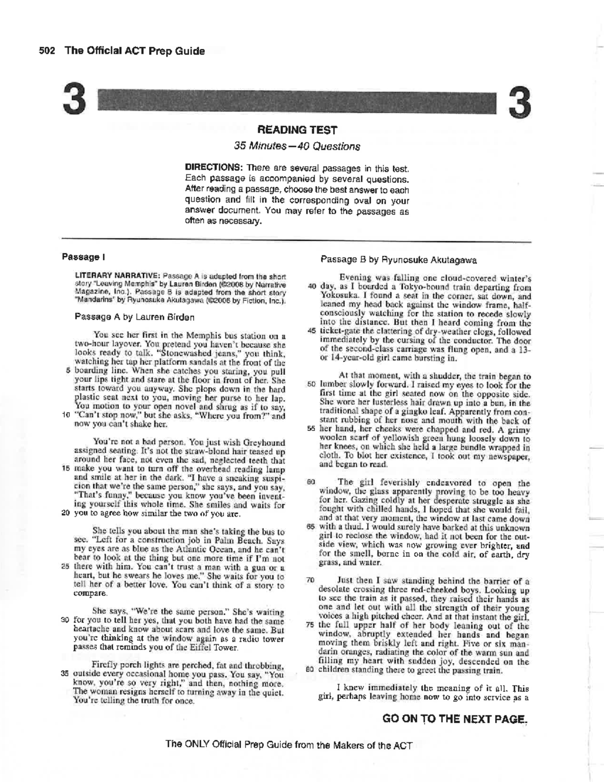 18MC4 English 22-23 - Official ACT Reading Practice Test Guide - Studocu