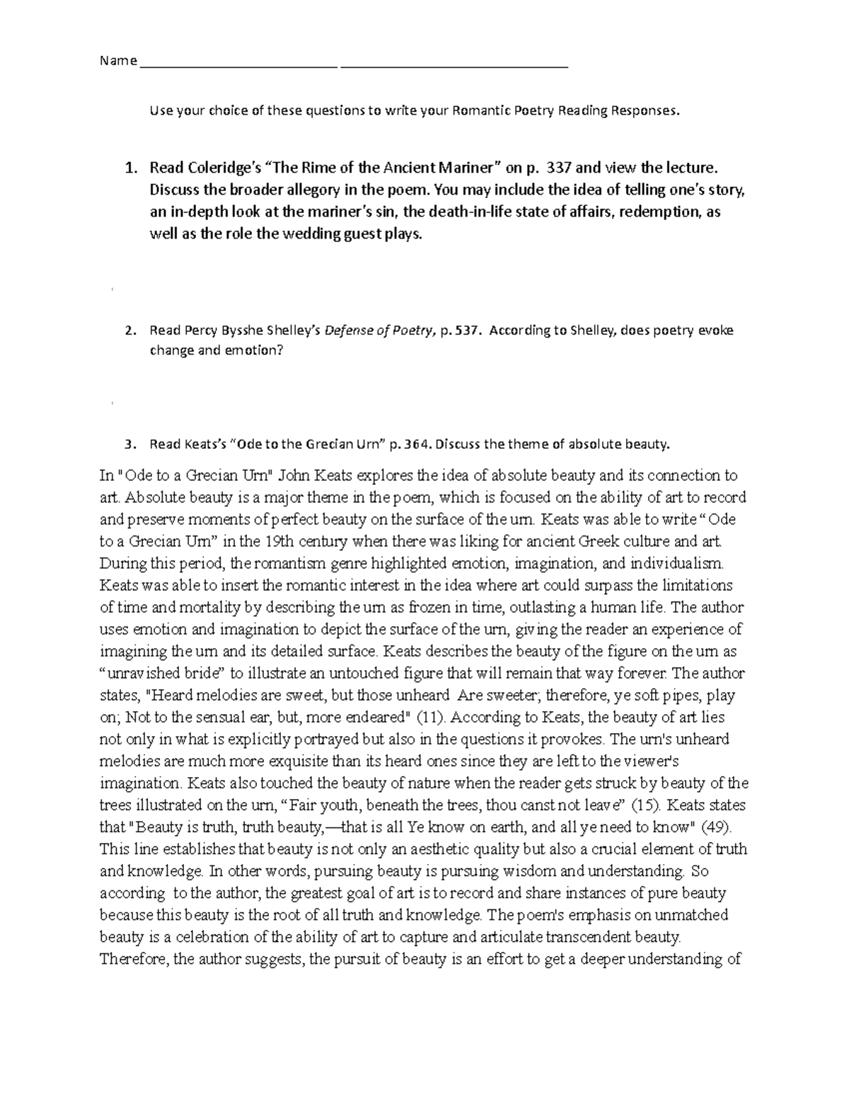Romantic Poetry Study Guide: Key Themes & Analysis (Rev 3) - Studocu