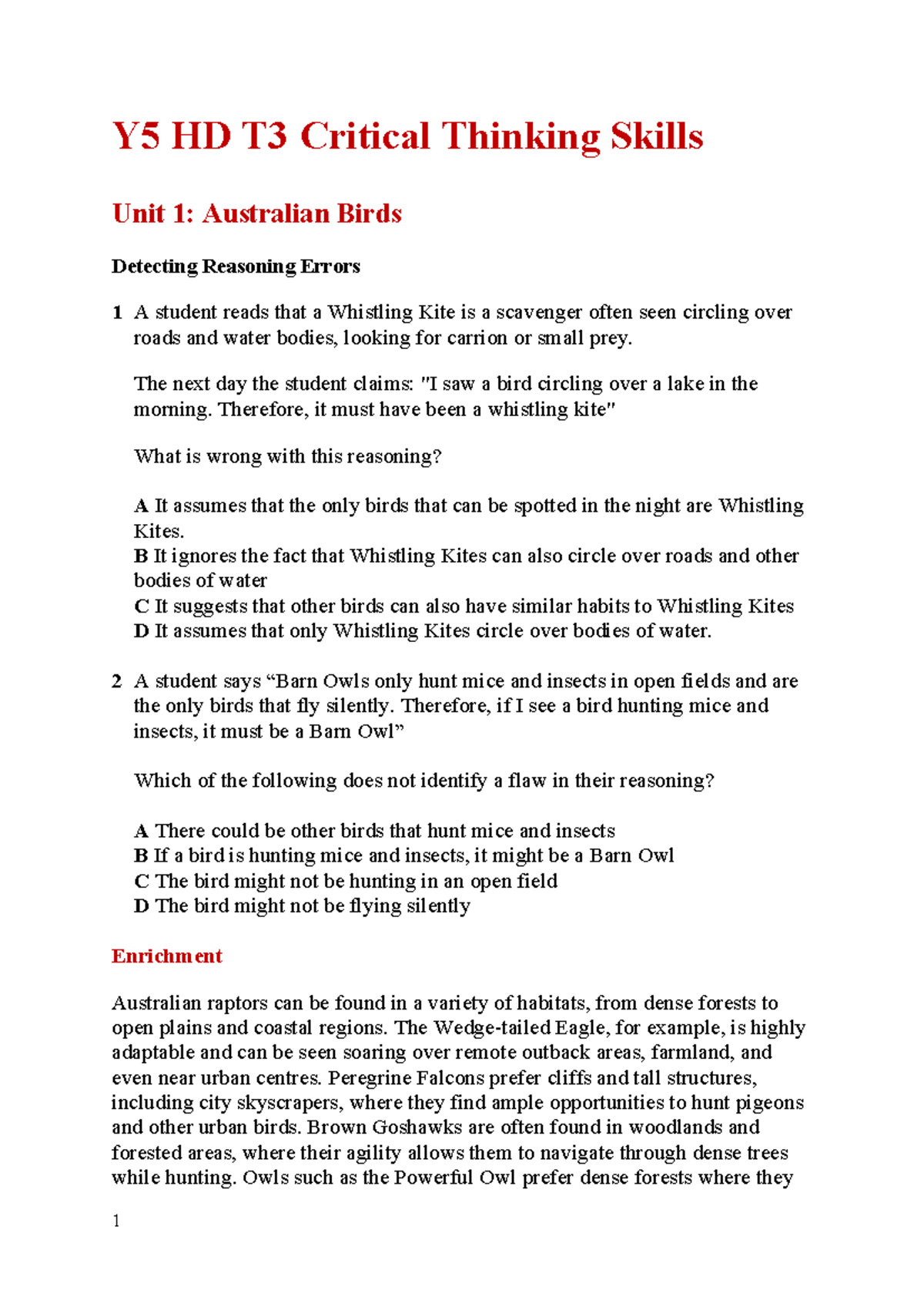 HD T3 Critical Thinking Skills: Analyzing Reasoning Errors in ...