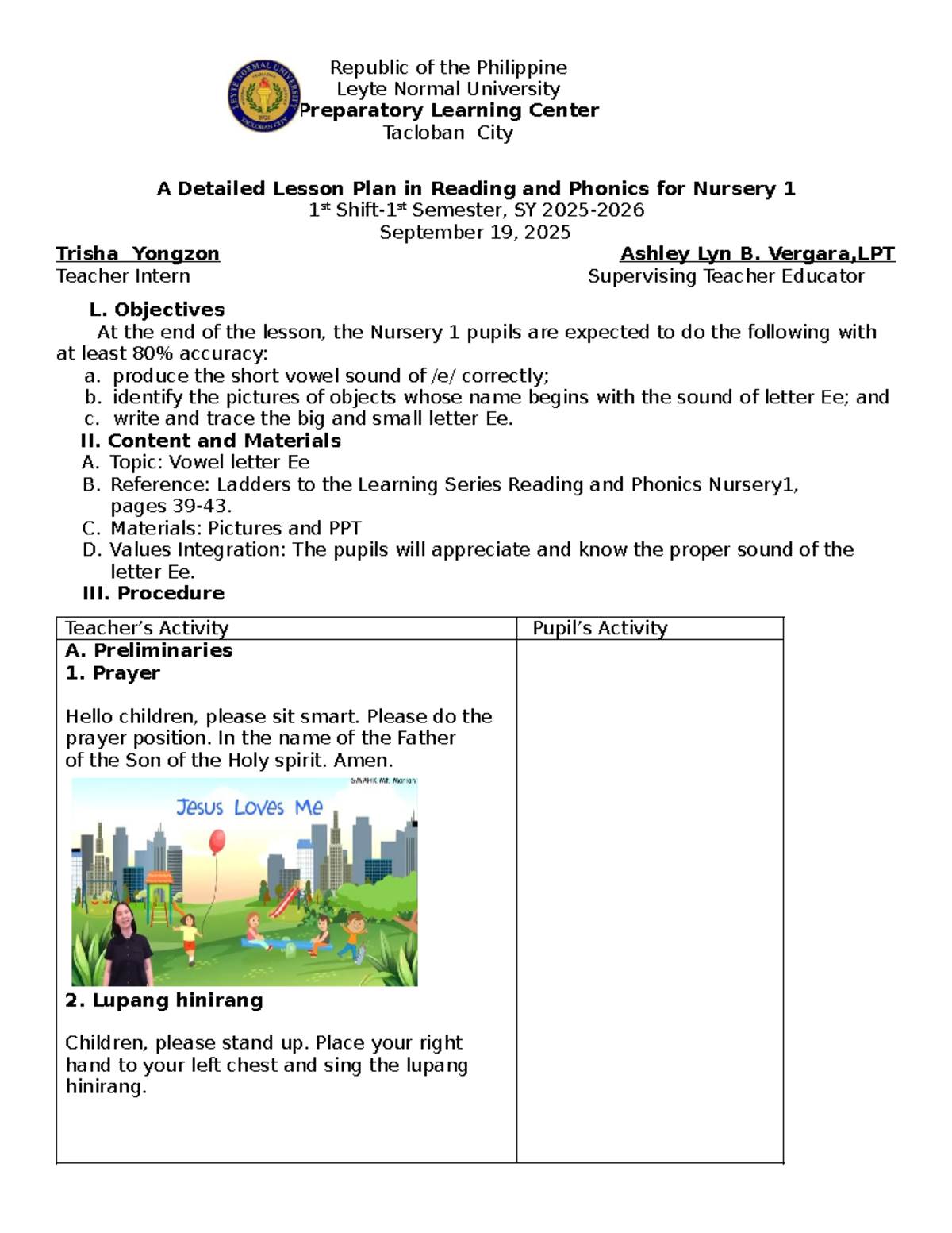 Detailed Lesson Plan in Reading and Phonics for Nursery 1 (SY 2025 ...