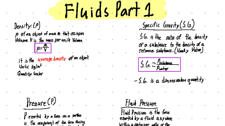 Fluids PHYS101: Comprehensive Notes on Density and Pressure - Studocu
