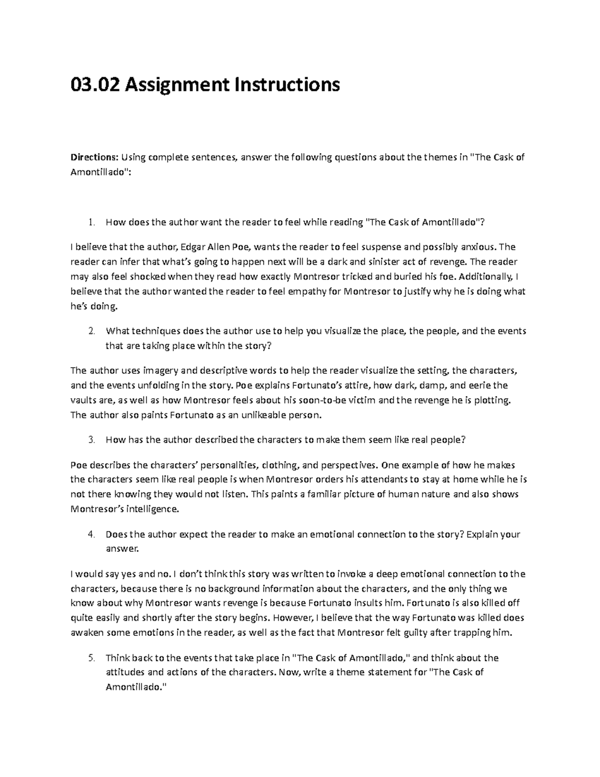 English 3 Honors 3.02 - 03 Assignment Instructions Directions: Using ...