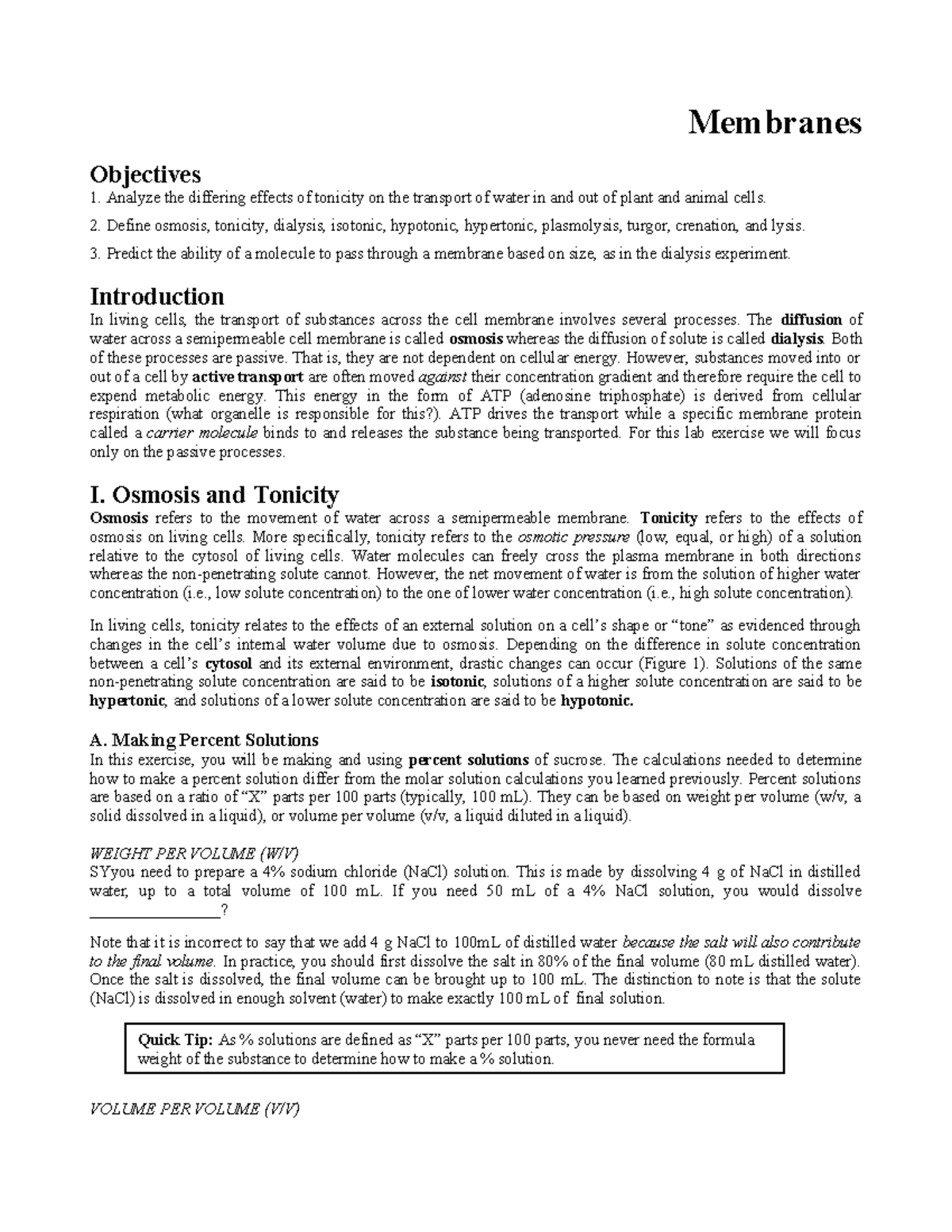 Understanding Tonicity and Osmosis in Membrane Permeability Lab (Biol ...