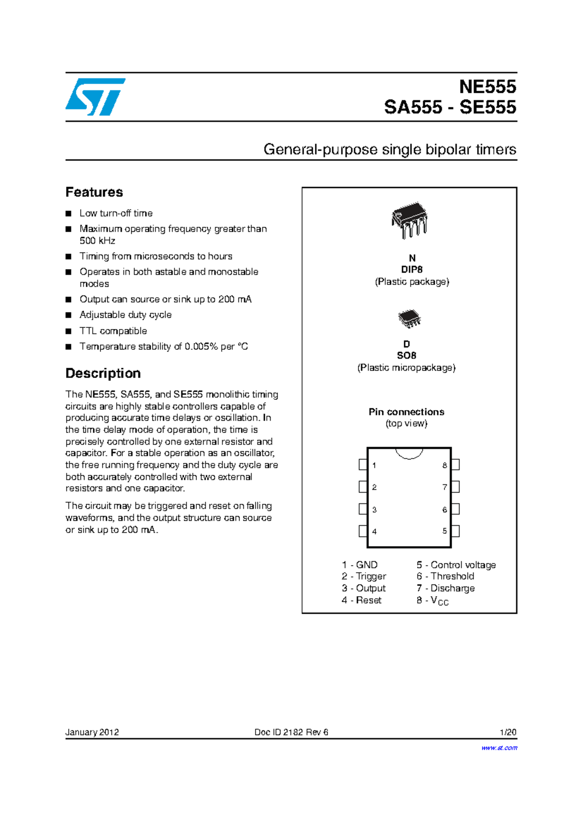 Single Bipolar Timer Datasheet: Features & Electrical Characteristics ...