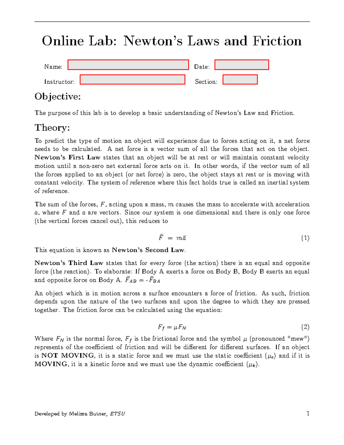 Ibraham Diaz - Newtons Laws Online Lab - Online Lab: Newton’s Laws and ...