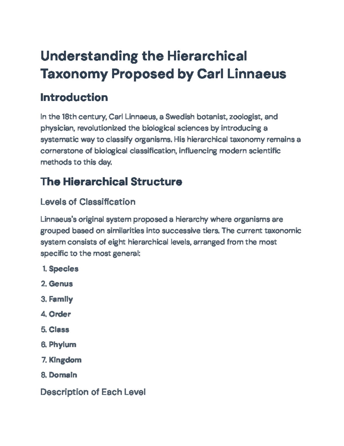 Understanding Carl Linnaeus's Hierarchical Taxonomy System in Biology ...