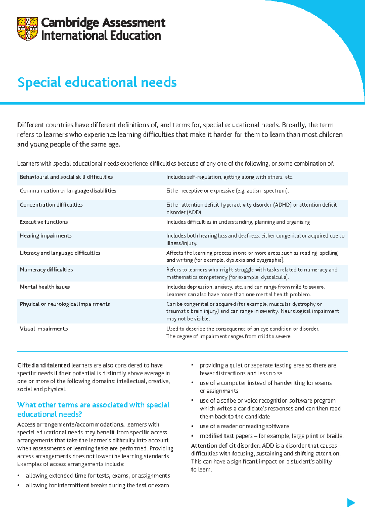 Special Educational Needs Overview: Definitions & Support Strategies ...