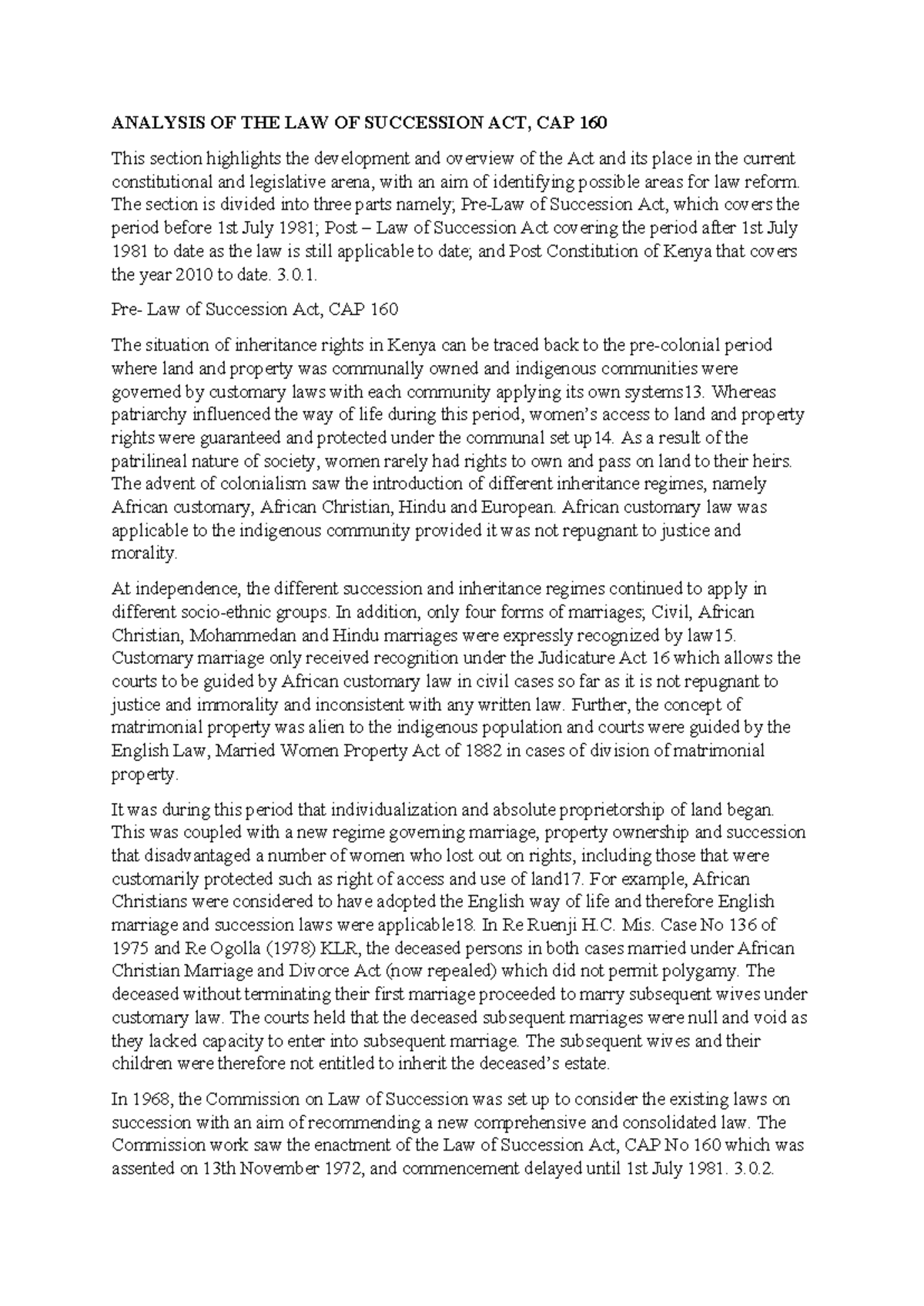 Analysis of the Law of Succession Act (CAP 160) and Inheritance Rights ...
