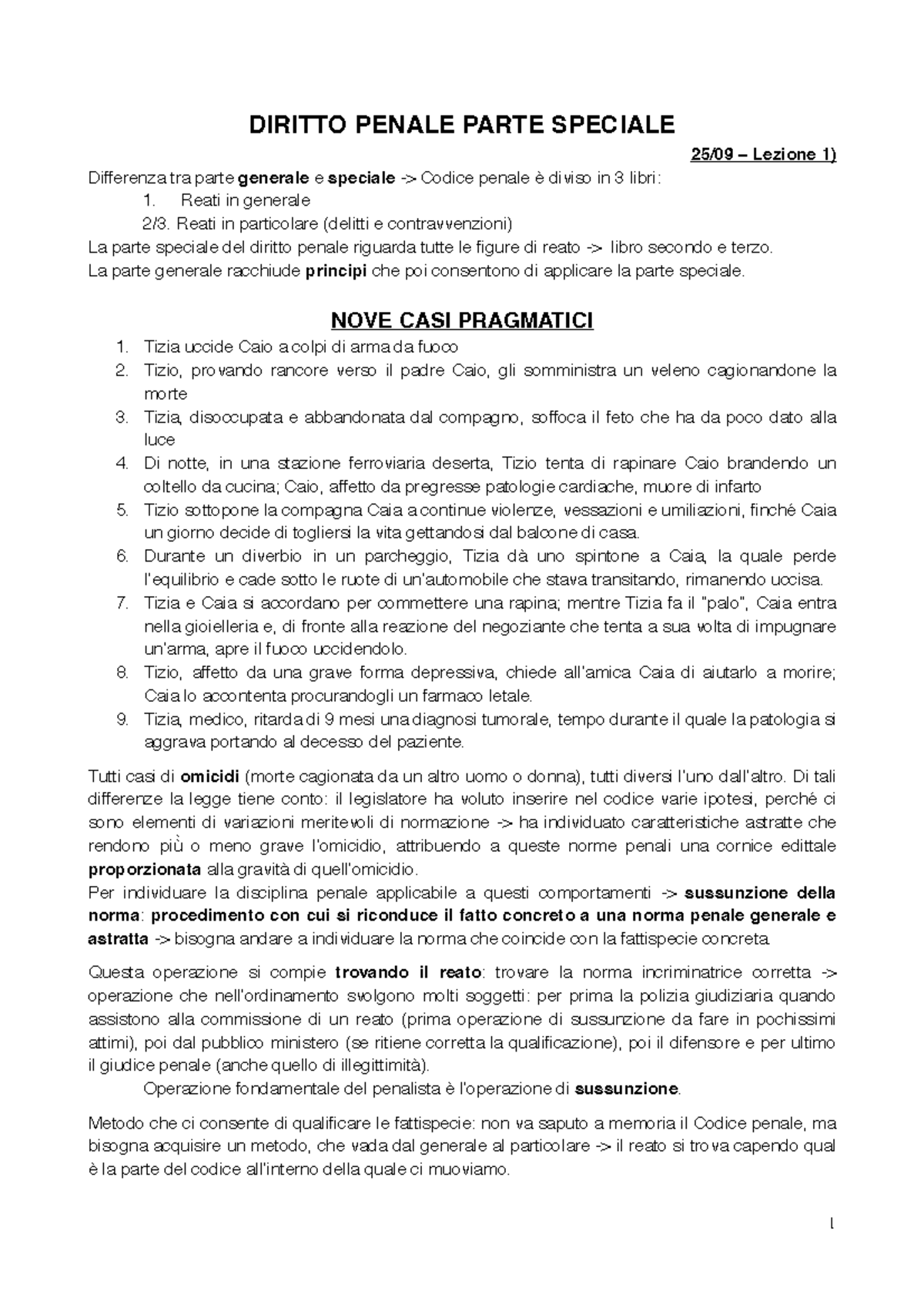 Lezione 1: Differenze tra Parte Generale e Parte Speciale del Codice ...