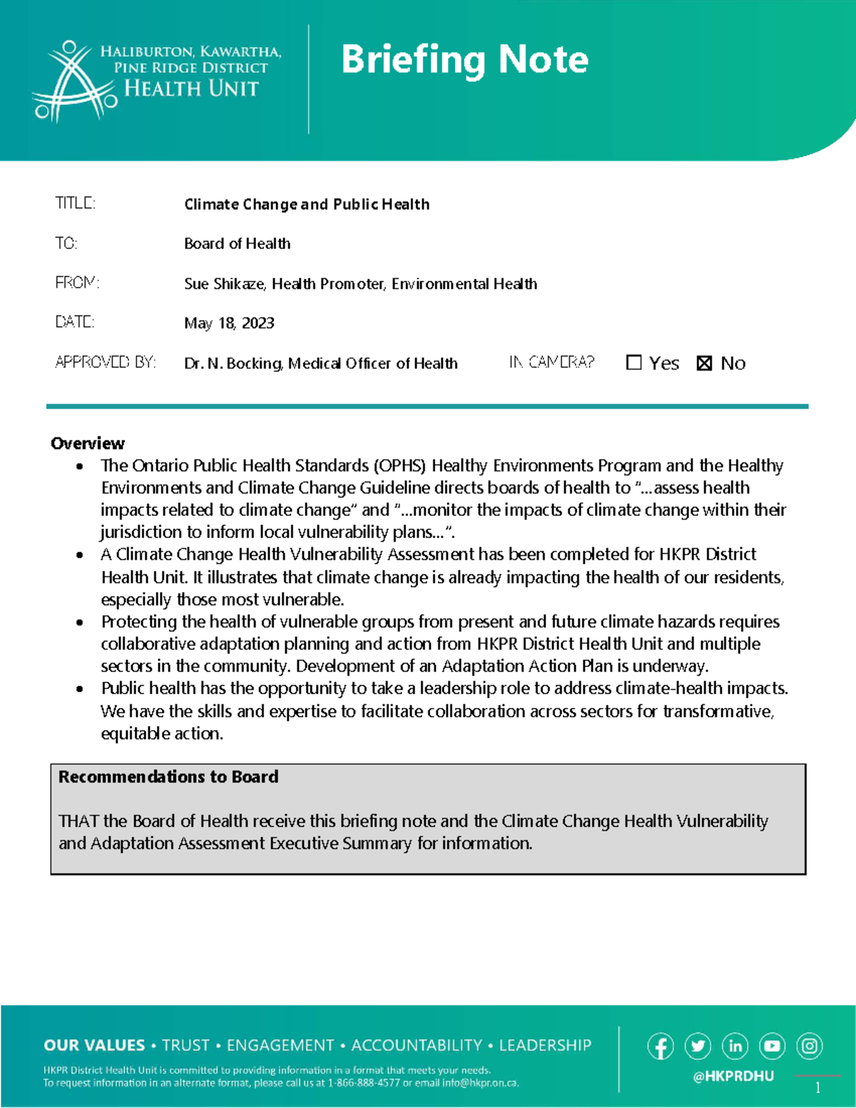 Briefing Note: Climate Change & Public Health Impacts - HKPR - Studocu