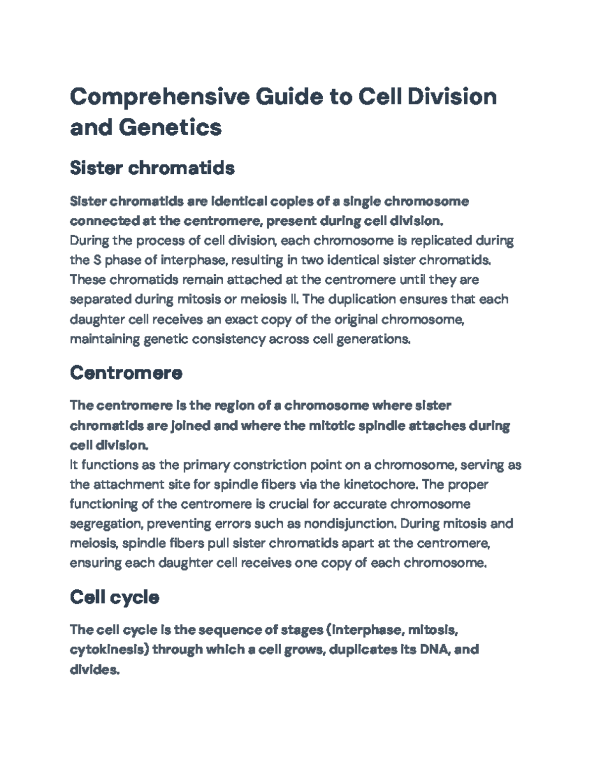 Comprehensive Guide to Cell Division and Genetics - Comprehensive Guide ...